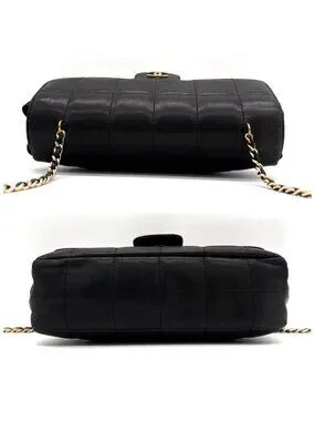 CHANEL | Bags | Chanel Choco Bar Lambskin Chain Shoulder Bag Black Gold ...